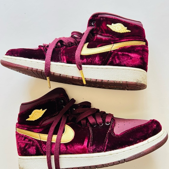 Shoes | Velvet 216 Air Jordan 1 Heiress Gg Velvet Sneakers | Poshmark